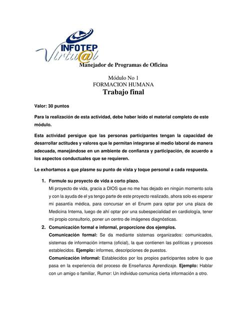 Trabajo Final formación humana | Carolina Morales B. | uDocz