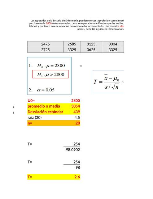 Ejercicios T de student | Erica AF | uDocz