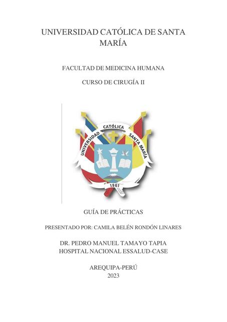Patologías quirúrgicas | Camila Rondón Linares | uDocz