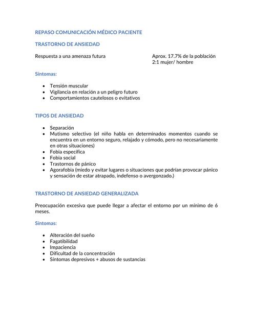 Repaso comunicación médico paciente | Karolyna Yobal Vega | uDocz