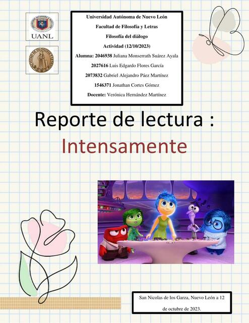 Reporte de lectura : Intensamente | Alan Tejada Molina | uDocz