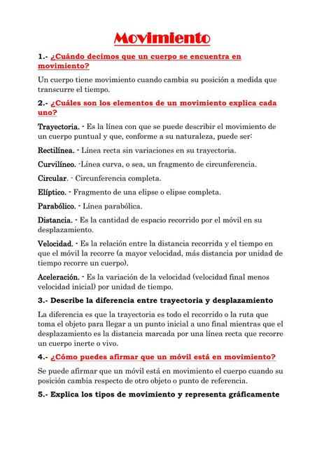Tipos de movimientos en Física | uDocz