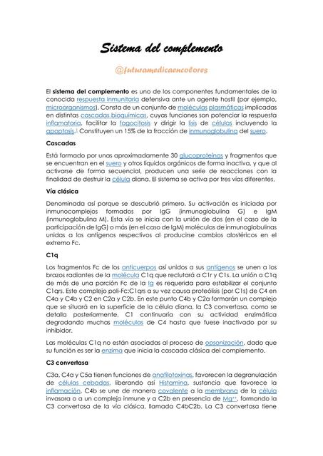 Sistema del complemento (basico) | futuramedica encolores | uDocz