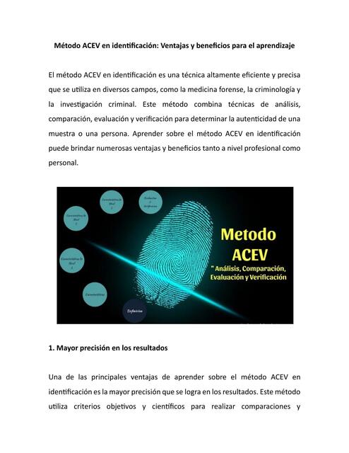Método ACEV en identificación: ventajas y bene cios para el aprendizaje ...