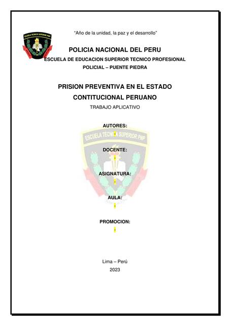 Prisión preventiva en el estado constitucional peruana | Y. Esther ...