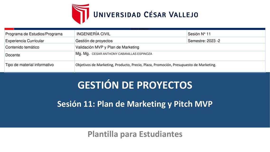 Sesión 11: Plan de Marketing y Pitch MVP | JOSE Domínguez | uDocz