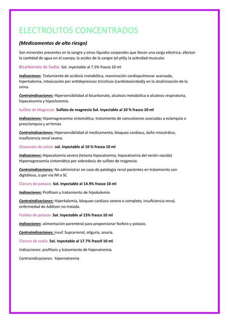 ELECTROLITOS CONCENTRADOS | Erica AF | uDocz