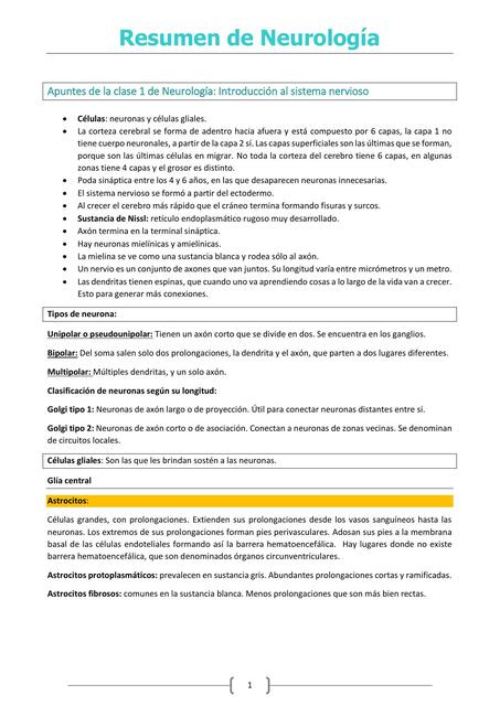 Resumen Neurología | Wichi Ripa | uDocz
