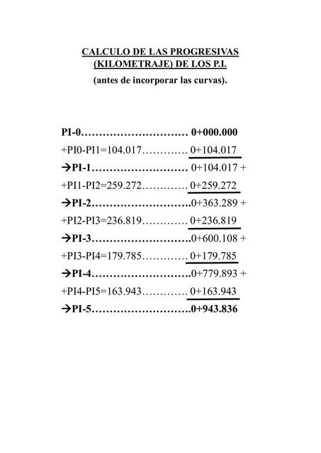 Cálculo de las progresivas | Fernando Pianto Chacchi | uDocz