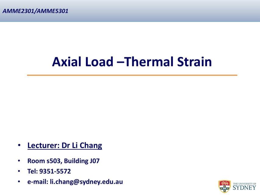 Axial Load –Thermal Strain | gianella jade | uDocz