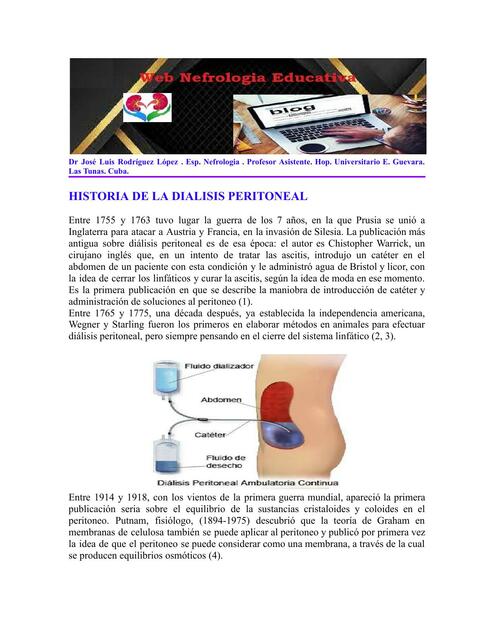Curso de Dialisis Peritoneal .Historia | Dr. Jose Luis Rodríguez López | uDocz