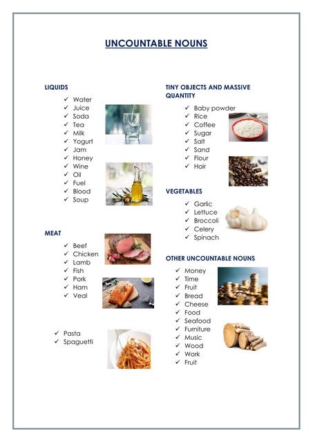 Sustantivos incontables | Xena Gina | uDocz