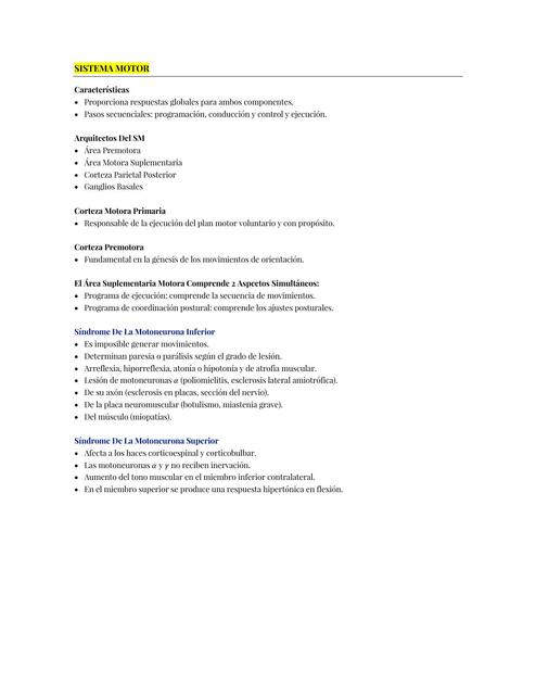 Sistema Motor | Physio Studies | uDocz