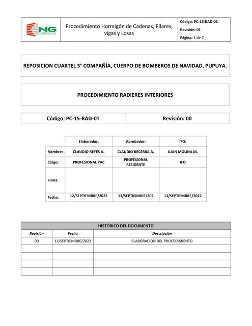 Procedimiento radieres interiores | francisco caceres carreño | uDocz