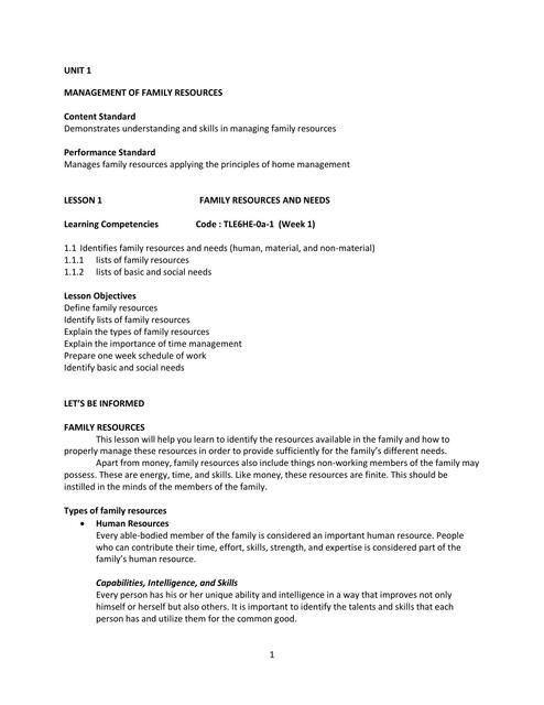 Management of family resources | Jhonny uwu | uDocz