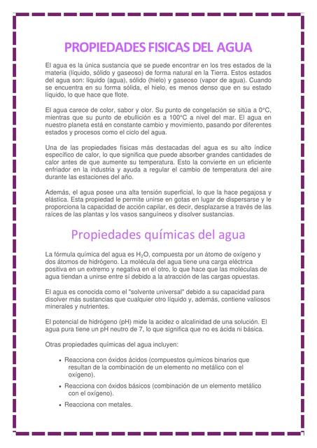 Propiedades Quimicas Del Agua