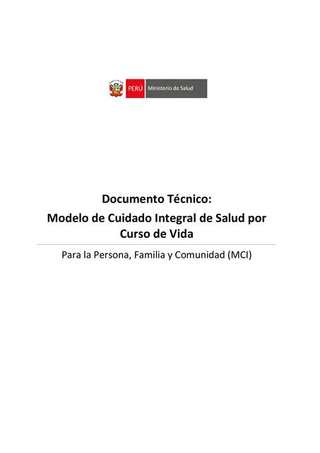 Modelo de cuidado integral de salud por curso de vida | Cuidados y enfermería | uDocz