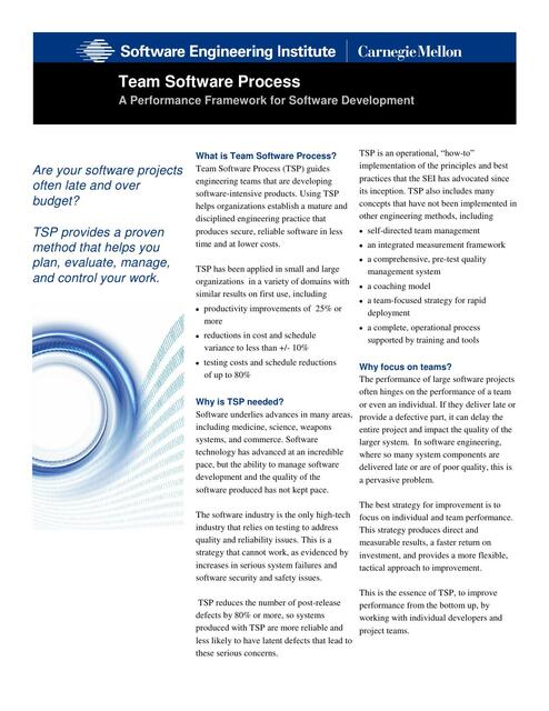Team Software Process. A Performance Framework for Software Development | Ingeniería de Software ...
