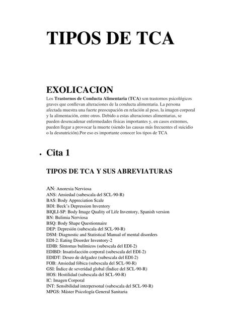 Tipos de TCA | Abril Flores | uDocz