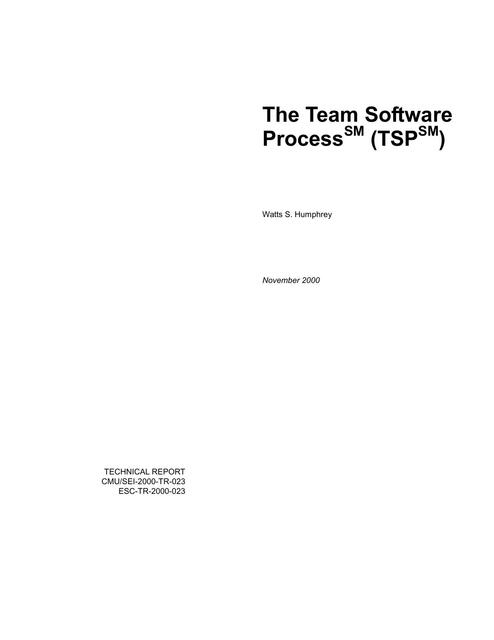 The Team Software ProcessSM (TSPSM) | Ingeniería de Software | uDocz