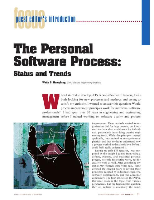The Personal Software Process: Status and Trends | Ingeniería de ...