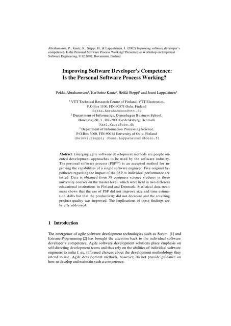 Improving Software Developer’s Competence: Is the Personal Software Process Work | Ingeniería de ...