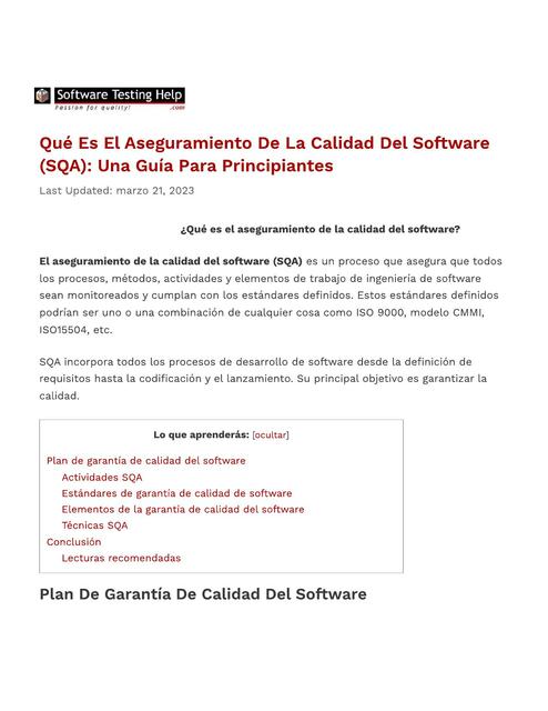Qué es el aseguramiento de la calidad del software (SQA): Una guía para ...