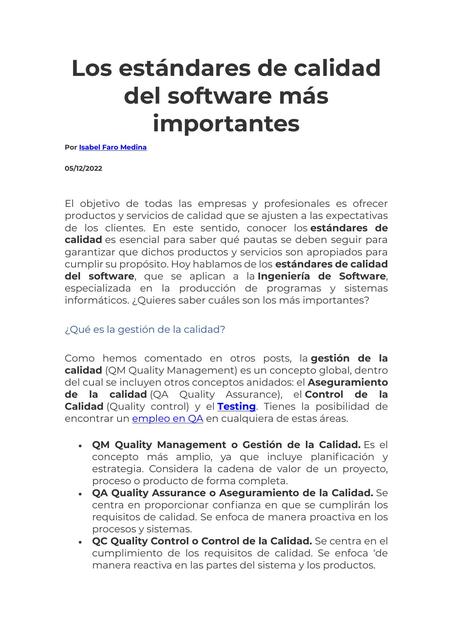 Los estándares de calidad del software más importantes | Ingeniería de ...
