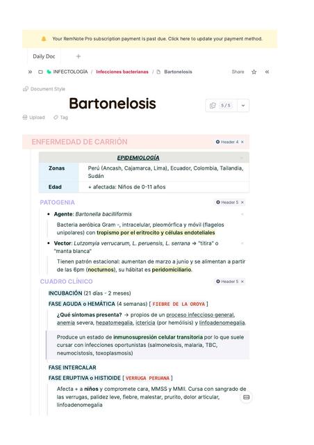 Bartonelosis | Anaiz Ticona Flores | uDocz