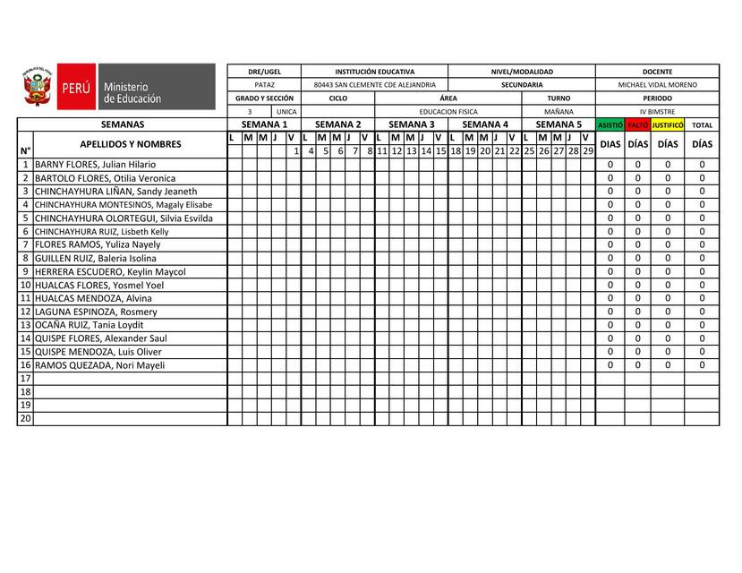 REGISTRO DE ASIST EPT 3 GRADO | Leydi Paola Vidal Albarrán | uDocz