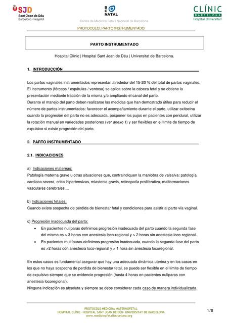 Parto instrumentado | Enfermería | uDocz