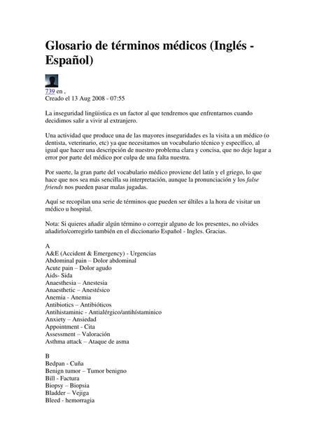 Glosario de Términos Médicos | Ysaac Garcia | uDocz