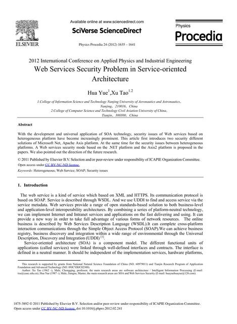 Web Services Security Problem In Service Oriented Architecture 5623