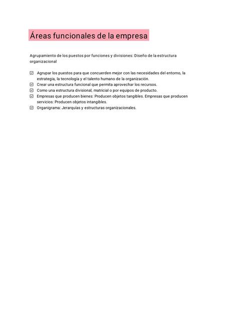 Clase 3 Áreas funcionales de la empresa | Sandra Cruz | uDocz