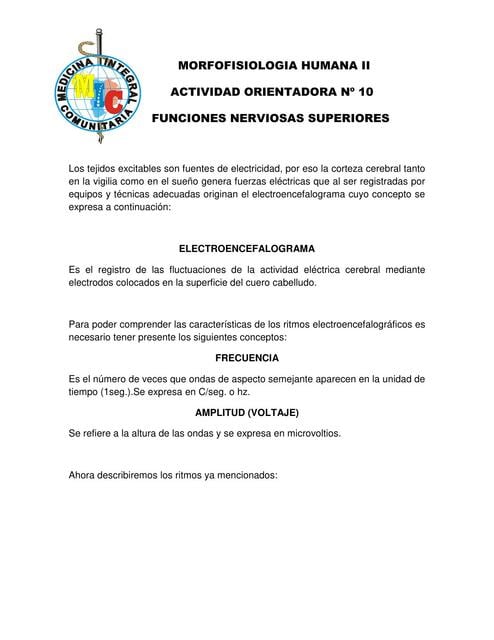 Funciones Nerviosas Superiores┃AO10┃Morfo 2 | Ysaac Garcia | uDocz