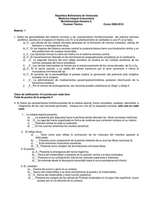 Examen Morfofisiología humana II 2010-2009 | Ysaac Garcia | uDocz