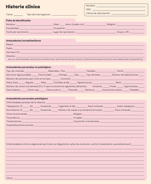 Formato de historia clínica para internos MIP | Javier Rios | uDocz