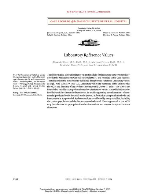 Laboratory Reference Values 1 1 | ines acuña | uDocz