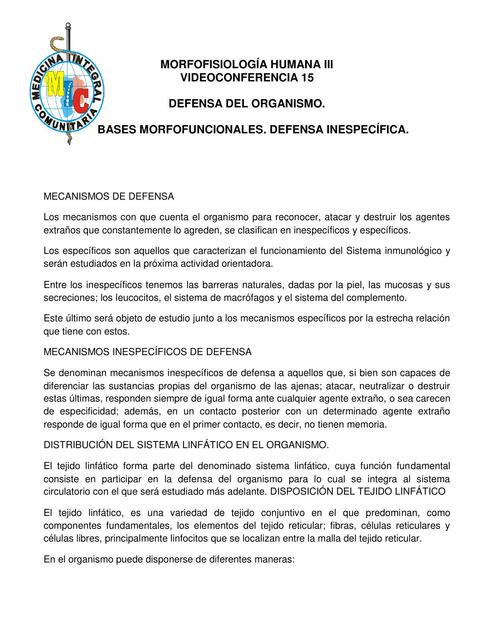Bases morfofuncionales-Defensa inespecifica┃AO15┃Morfo 3 | Ysaac Garcia ...