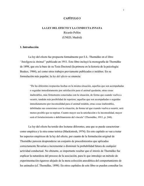 La ley del efecto y la conducta innata | Psicología, sociología ...