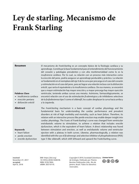 Ley de Starling. Mecanismo de Frank Starling | Medicina y Farmacia | uDocz