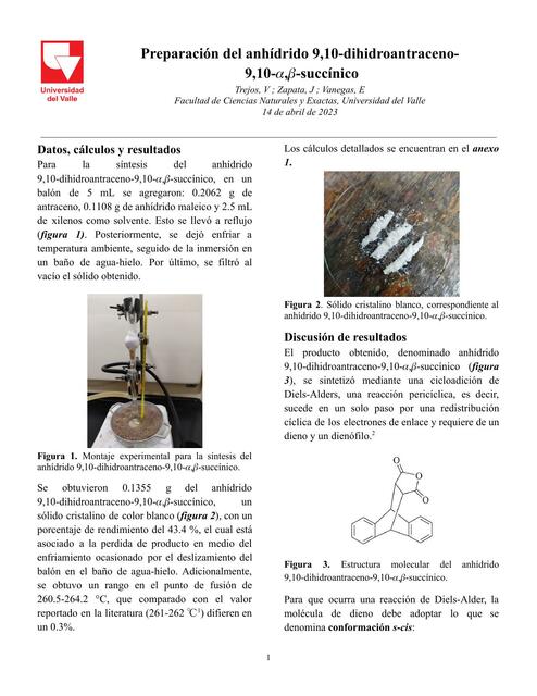 Mecanismo Del Aliso De Diels Antraceno Anhídrido Maleico LABORATORIO