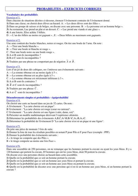 Probabilites Exercice Correction Abderrafie Ezekari Udocz