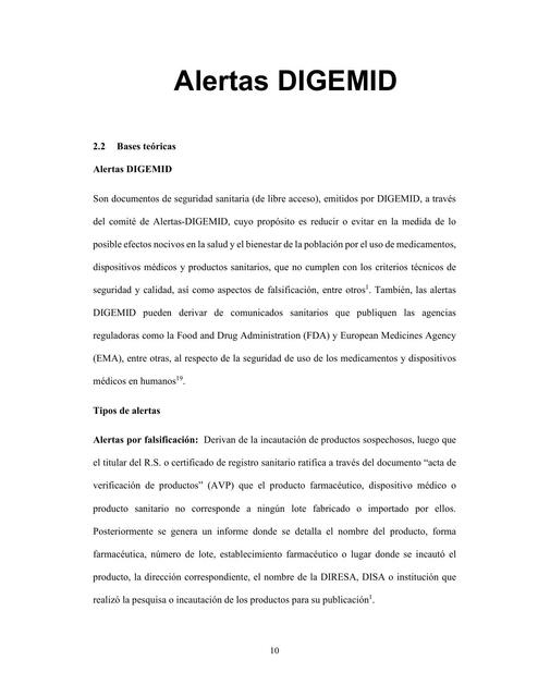 Alertas DIGEMID | Medicina General 1 | uDocz