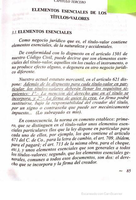 Elementos esenciales de los títulos valores | Angie Tangua | uDocz