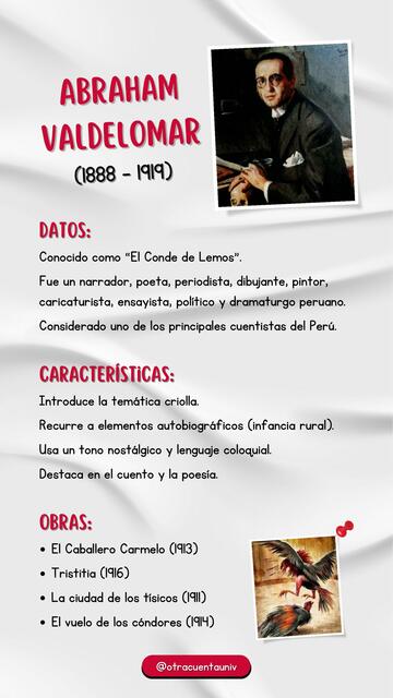 Biografía: Abraham Valdelomar - Literatura Peruana (Postmodernismo ...