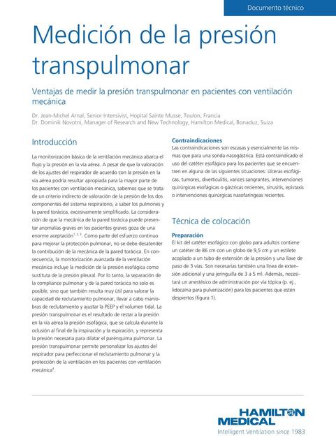 Medición de la presión transpulmonar | Carlos Andres Vallejo Lucas | uDocz