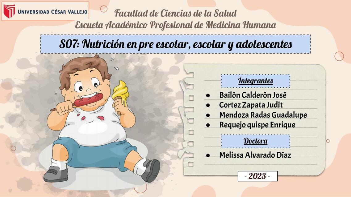 Nutrición en pre escolar, escolar y adolescente | Guadalupe Mendoza Radas | uDocz