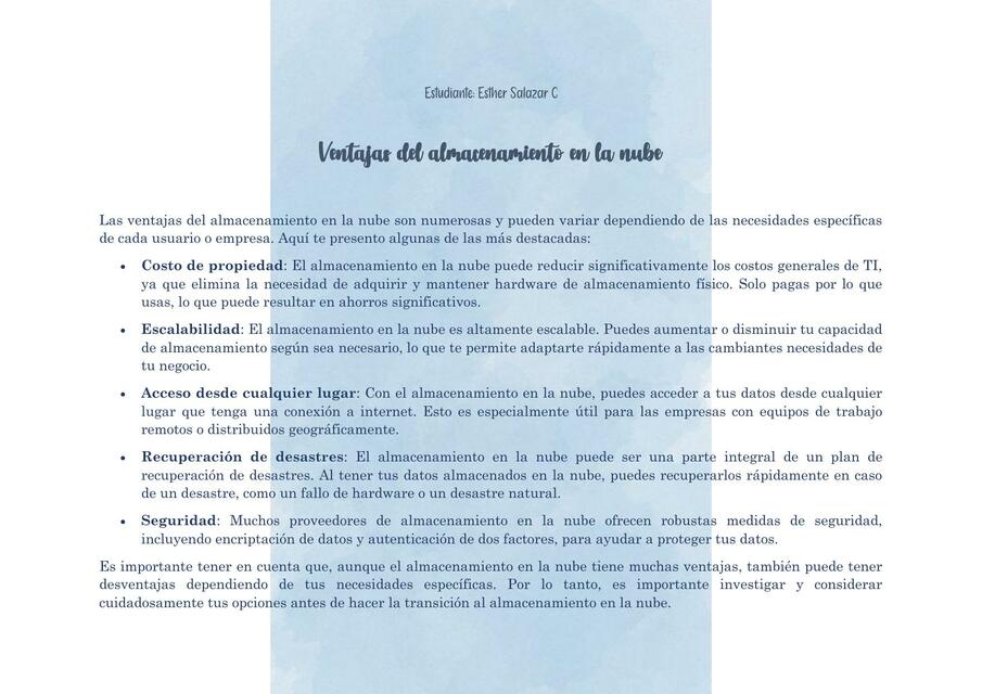 Ventajas del almacenamiento en la nube | developer.ishtar | uDocz