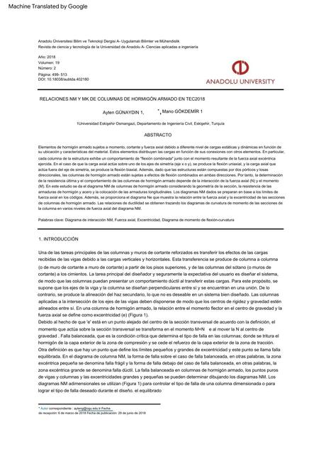 Relaciones NM y MK de columnas de hormigón armado en TEC2018 | Bernabe ...